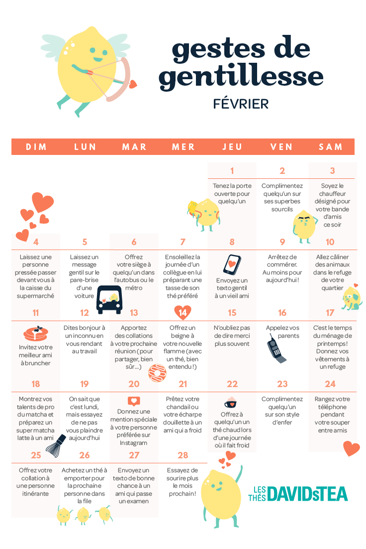 Calendrier gestes de gentillesse - l'heure du thé